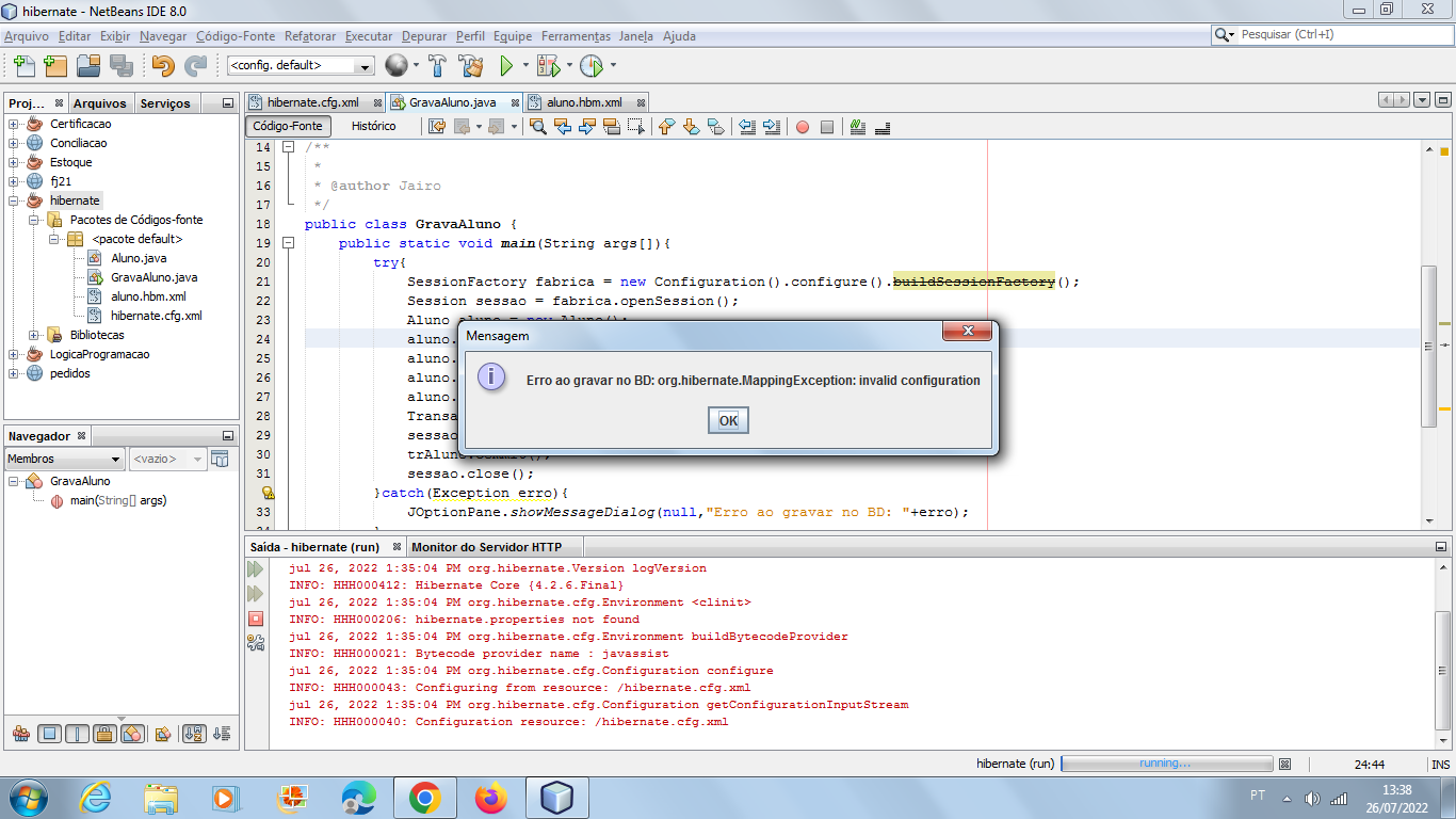 Org Hibernate Mappingexception Invalid Configuration Programa O Guj
