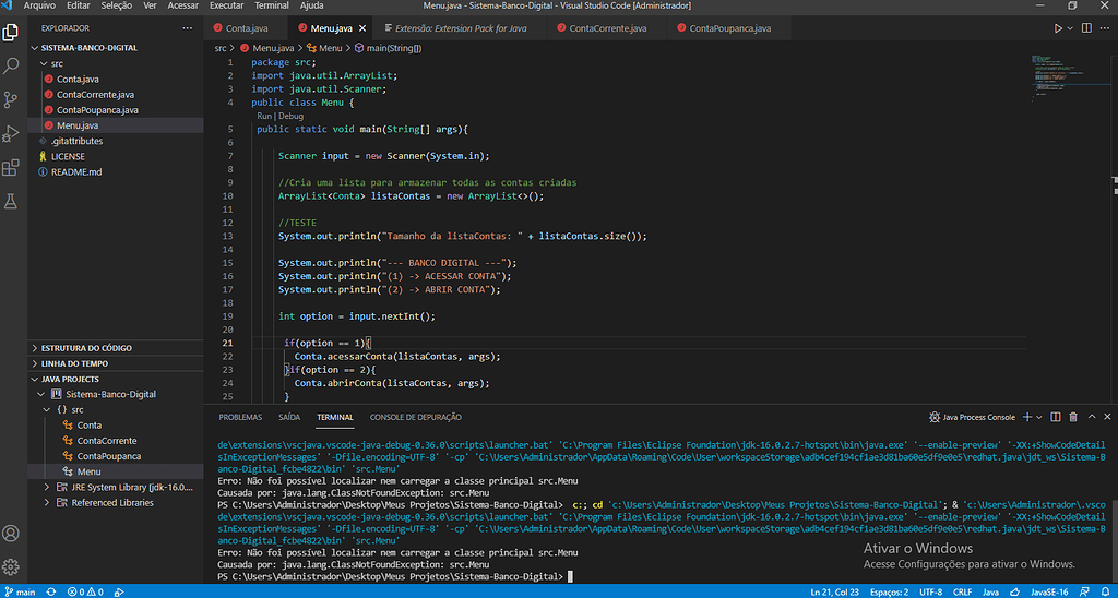 Não foi possível localizar nem carregar a classe principal Java (VScode) - Java - GUJ