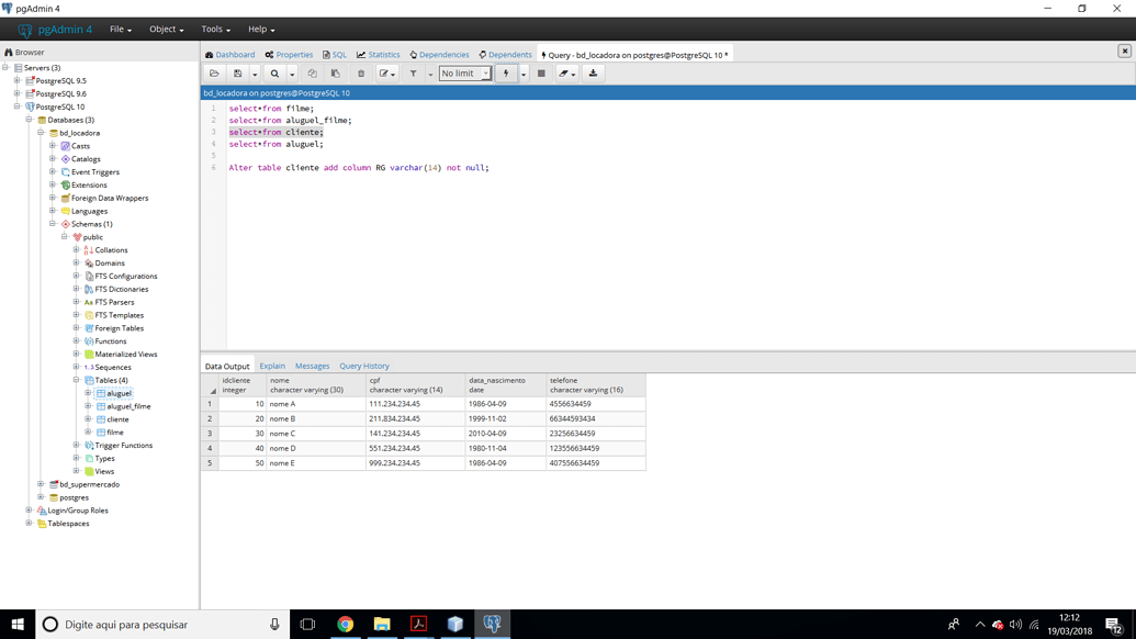 Por Que Eu Não Consigo Acrescenta Rg Não Nulo No Postgres Error