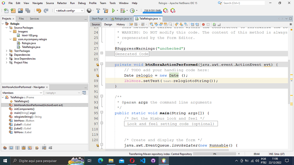 Netbeans não mostra a tela da interface gráfica na hora de executar o projeto - Java - GUJ