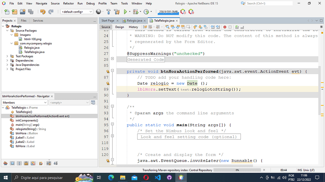 Netbeans não mostra a tela da interface gráfica na hora de executar o projeto - Java - GUJ
