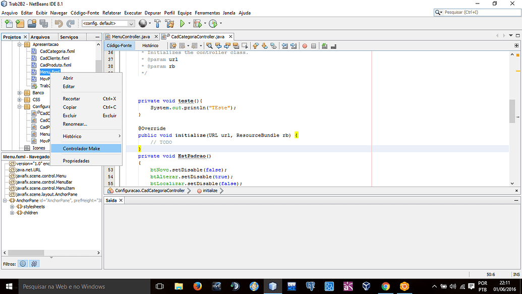 O método do handler não está acessível. JavaFx @FXML - Java - GUJ