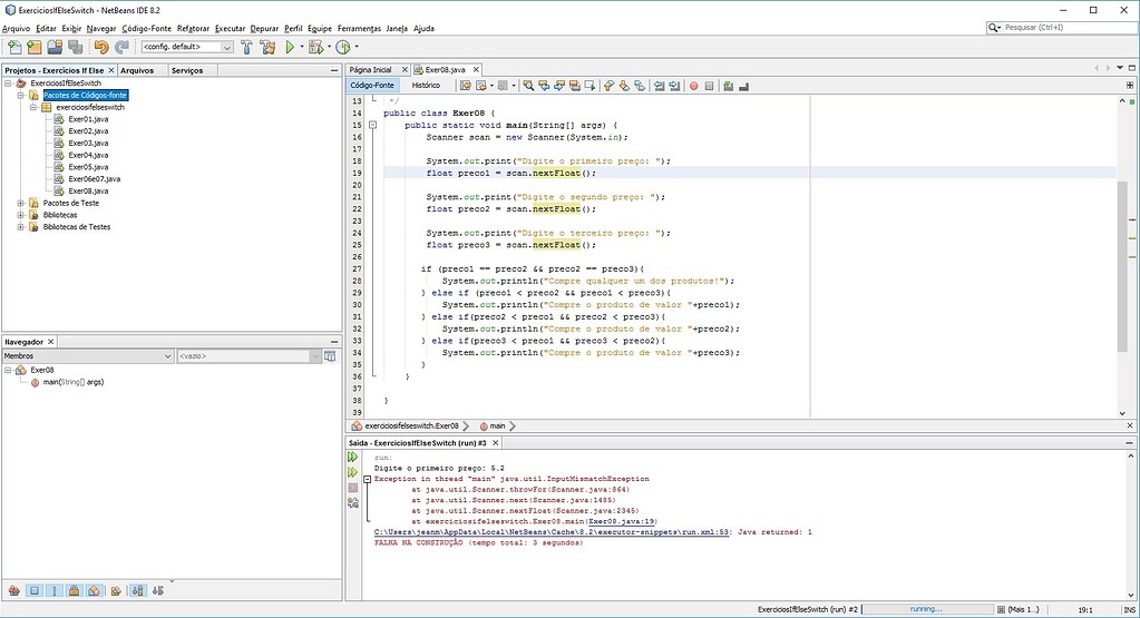 Erro na entrada de float/double(Iniciante) [Resolvido] - Java - GUJ