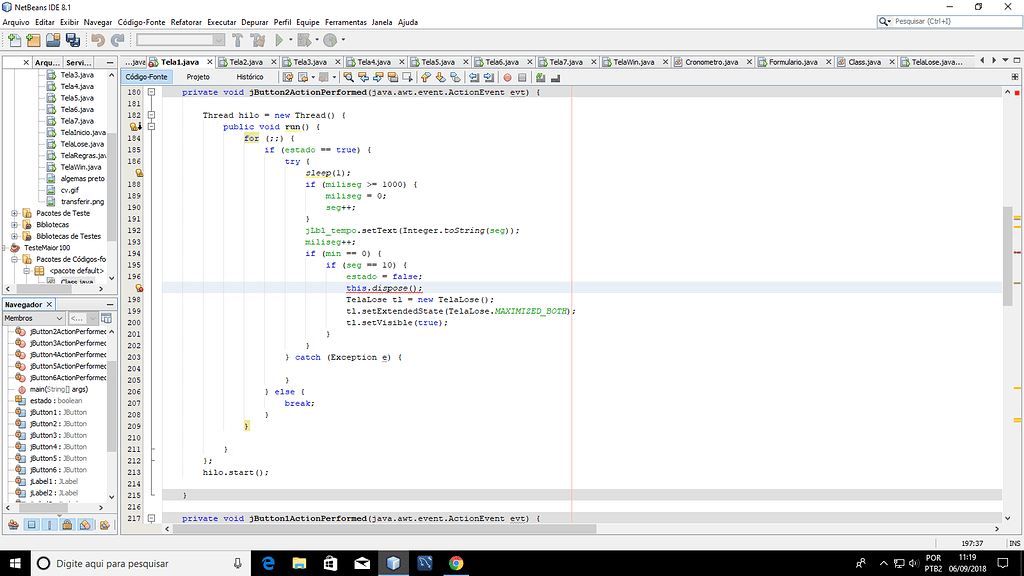 Sou iniciante em java e estou com um problema para fazer um cronometro e chamar outro jFrame ...