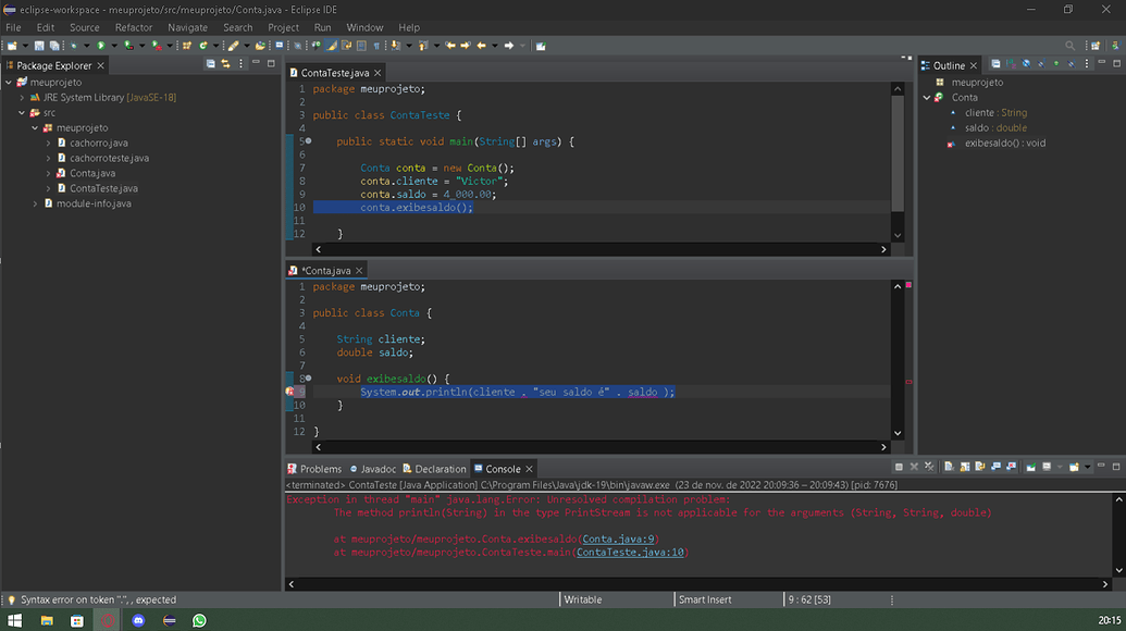 Alguem consegue me ajudar a identificar o erro?,sou novo e queria saber como identificar erros ...