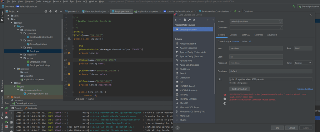 Erro Na Configuração Do Banco H2 Com Intellij Java Guj