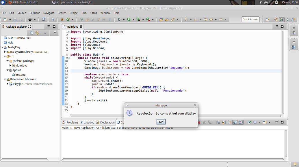 Resolução não compatível com display - Java - GUJ