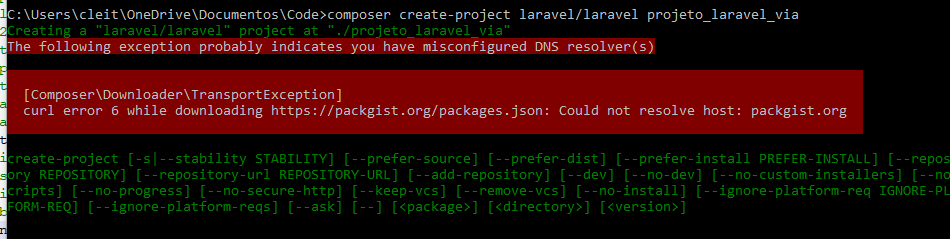 Laravel - Erro ao criar projeto via composer - Programação - GUJ Laravel - Erro ao criar projeto via composer - Programação - GUJ