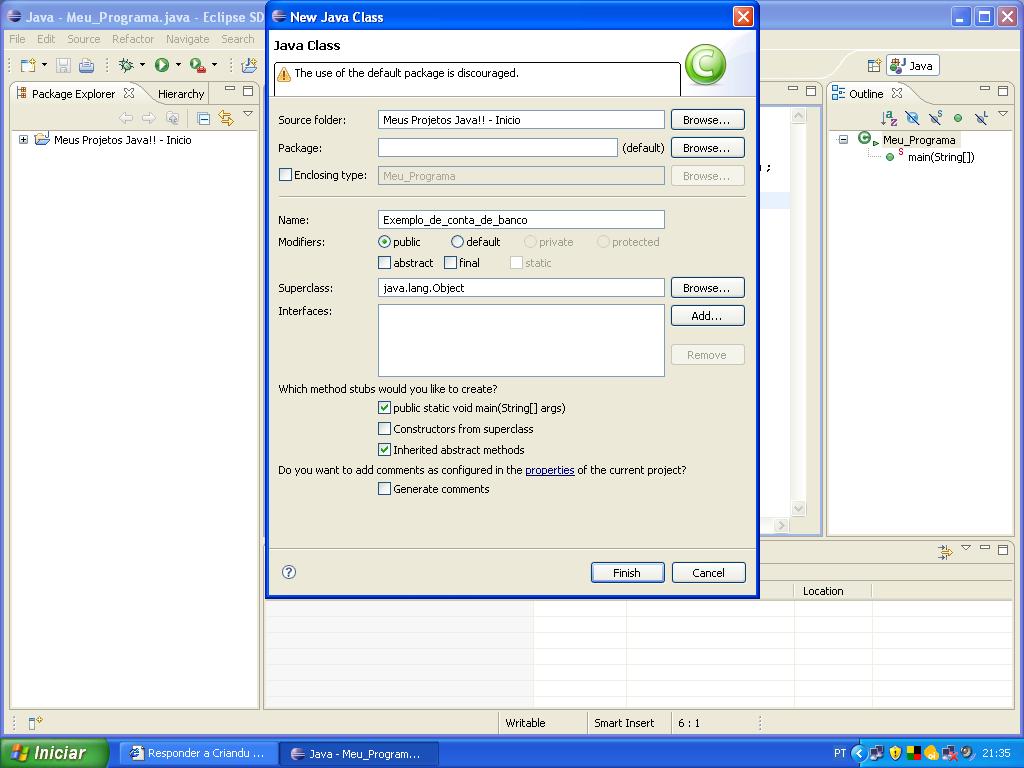 Como Criar Uma Classe Conta (Para Banco)! - Java - GUJ
